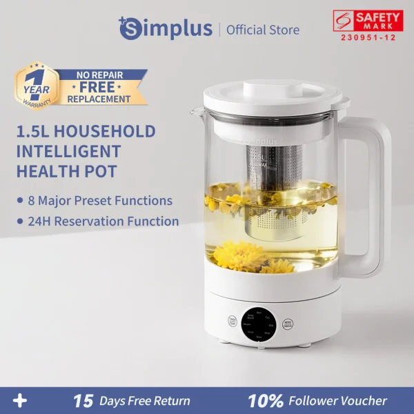Simplus 1.5L Health Pot 850W Household Multi-Functional Automatic Power ...